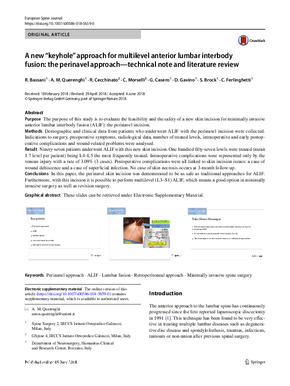 (PDF) A new “keyhole” approach for multilevel anterior lumbar interbody ...