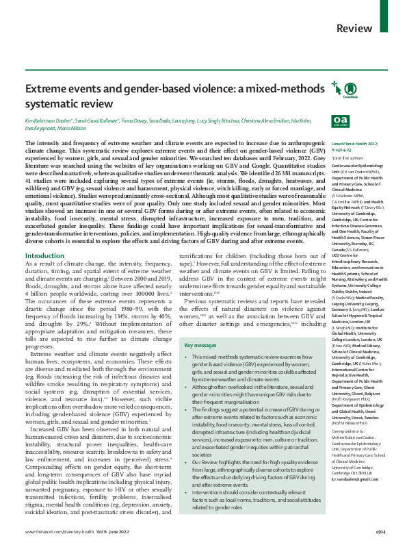(PDF) Extreme events and gender-based violence: a mixed-methods ...