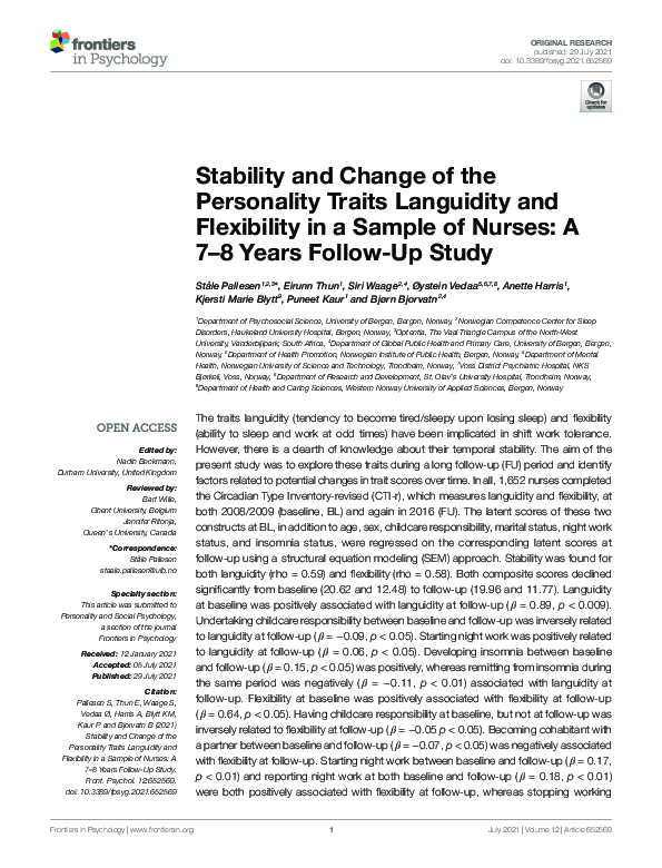 (PDF) Stability and Change of the Personality Traits Languidity and ...