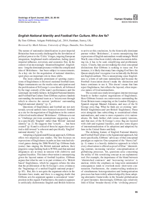 (PDF) English National Identity and Football Fan Culture: Who Are Ya?