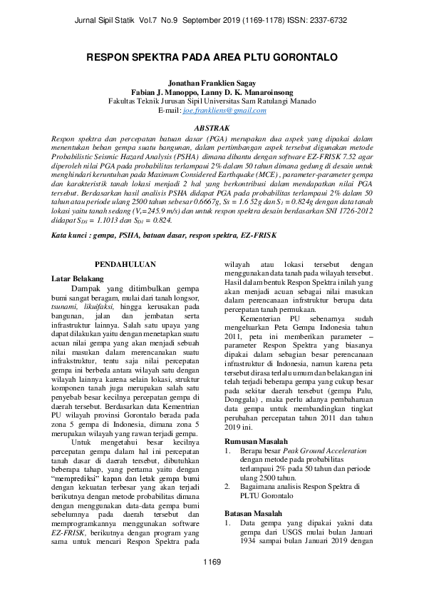 (PDF) Respon Spektra Pada Area Pltu Gorontalo | Fabian Manoppo ...
