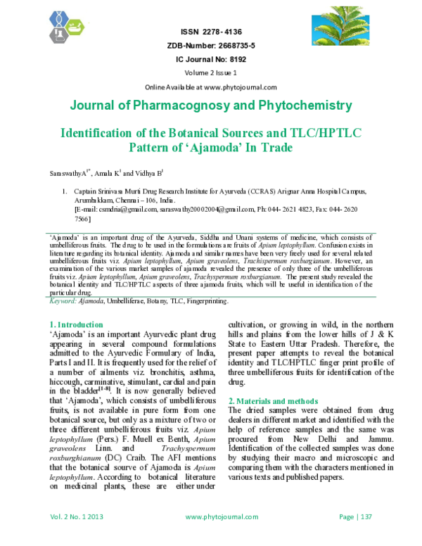 (PDF) Identification of the Botanical Sources and TLC/HPTLC Pattern of ...