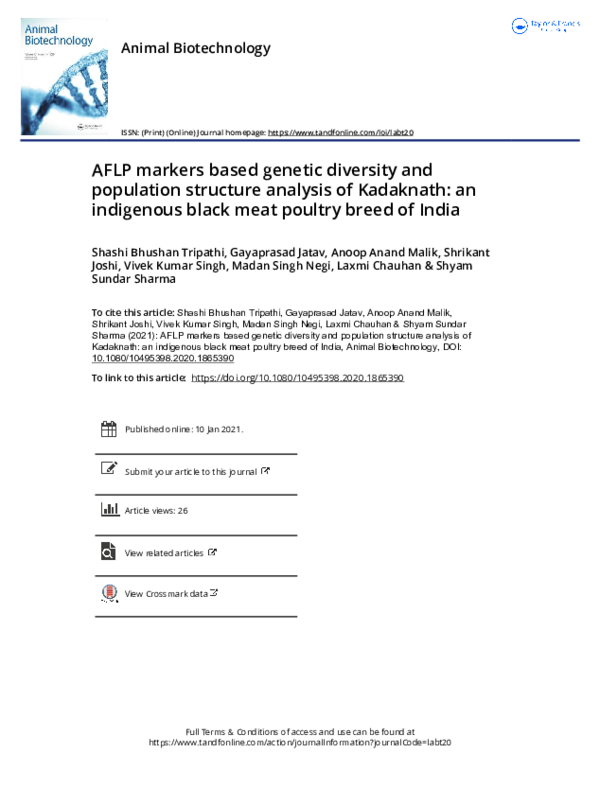 (PDF) AFLP markers based genetic diversity and population structure analysis of Kadaknath: an ...