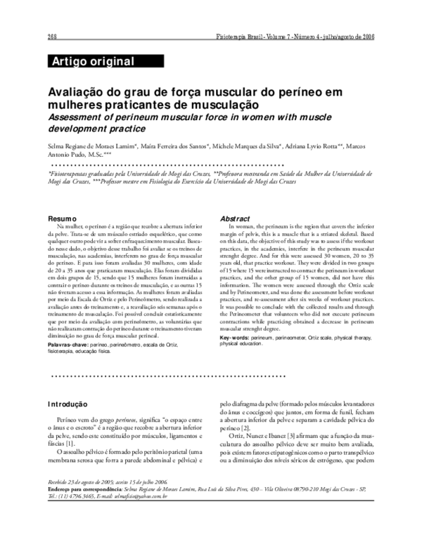 (PDF) Avaliação do grau de força muscular do períneo em mulheres ...