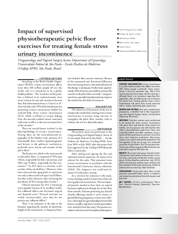 (PDF) Impact of supervised physiotherapeutic pelvic floor exercises for ...