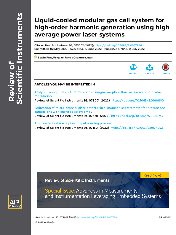 (PDF) Liquid-cooled modular gas cell system for high-order harmonic ...