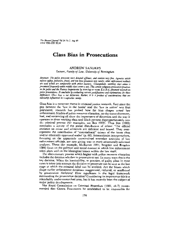 (PDF) Class Bias in Prosecutions