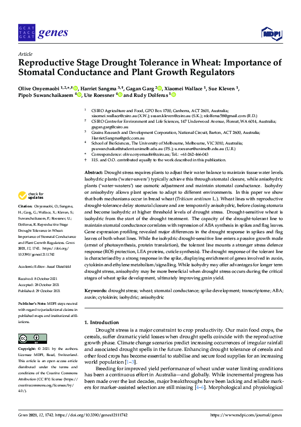 (PDF) Reproductive Stage Drought Tolerance in Wheat: Importance of ...