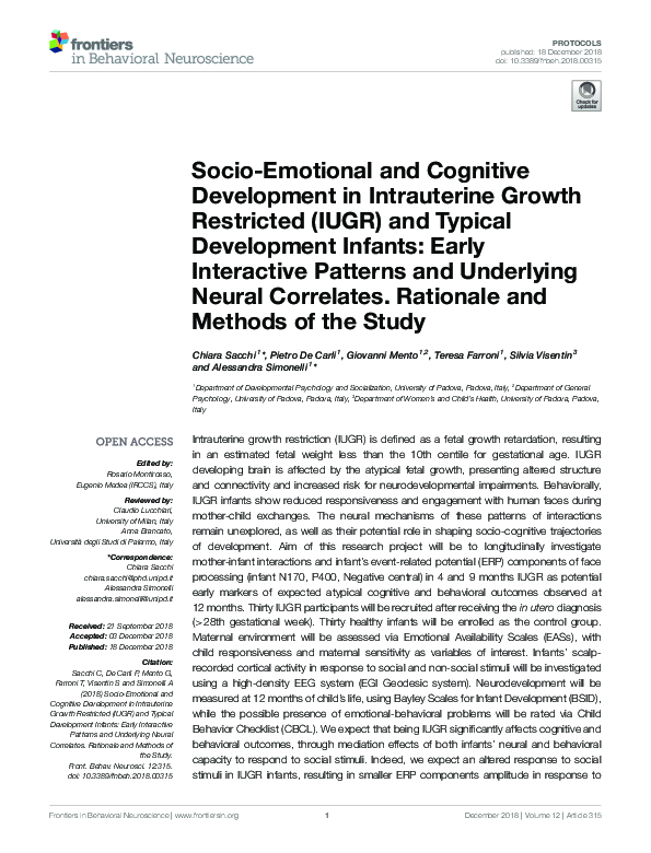 (PDF) Socio-Emotional and Cognitive Development in Intrauterine Growth ...