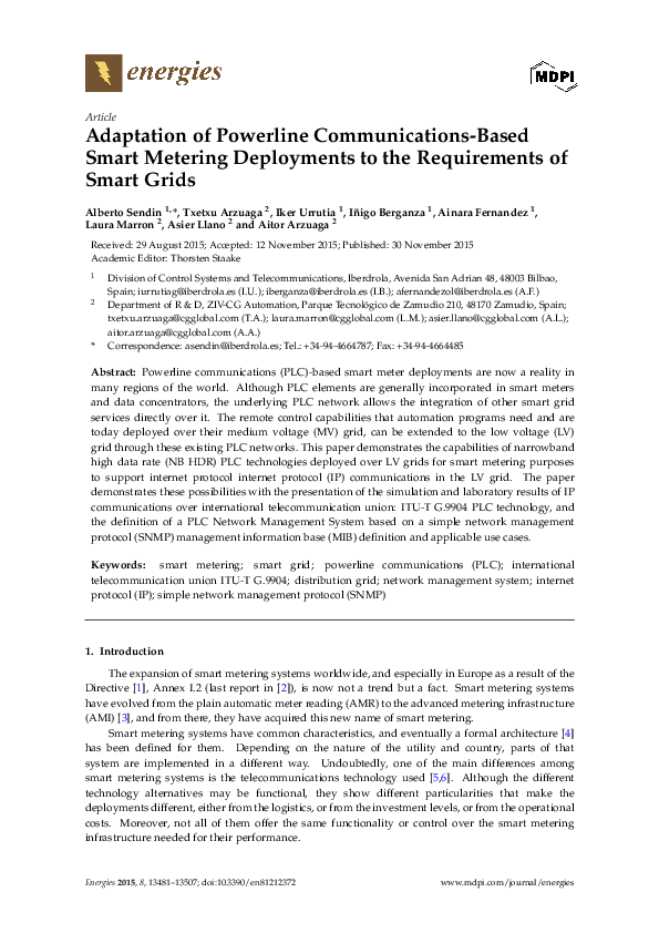 Pdf Adaptation Of Powerline Communications Based Smart Metering Deployments To The