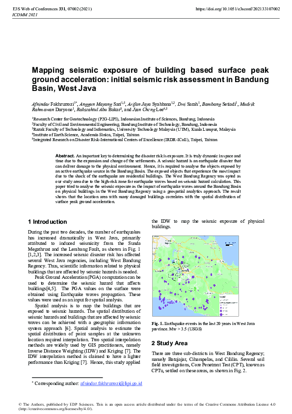 (PDF) Mapping seismic exposure of building based surface peak ground acceleration: initial ...