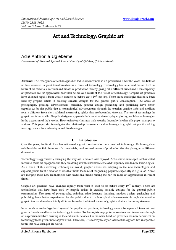 (PDF) Art and Technology: Graphic art