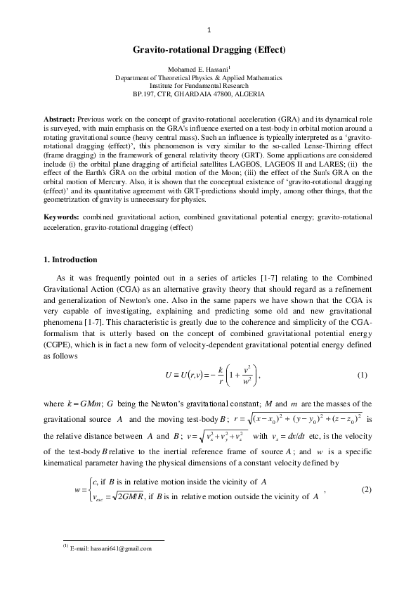 (PDF) Gravito-rotational Dragging (Effect)