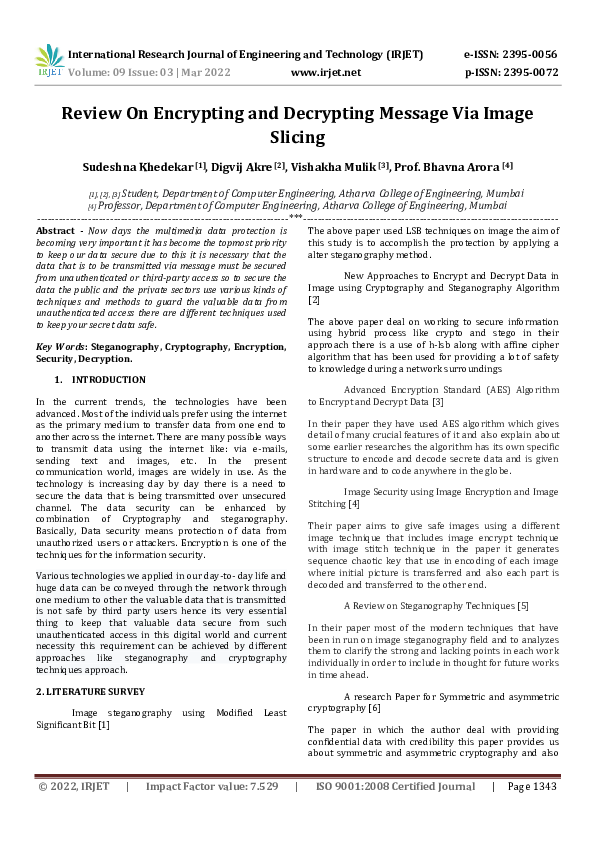 (PDF) Review On Encrypting and Decrypting Message Via Image Slicing