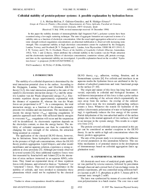 (PDF) Colloidal stability of protein-polymer systems: A possible ...
