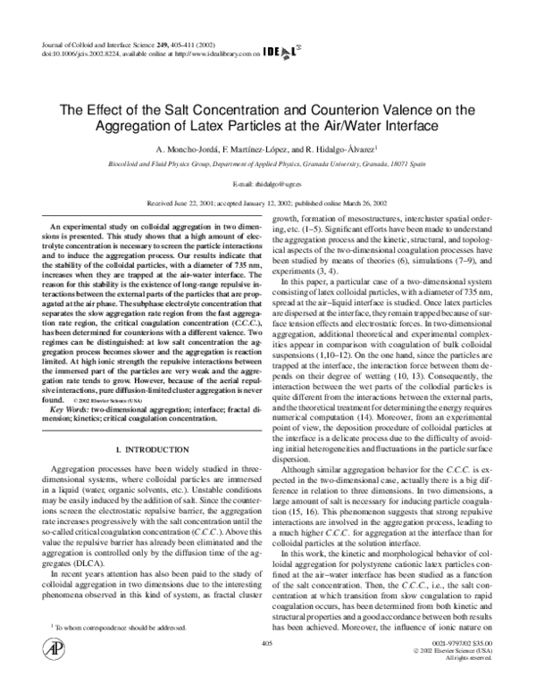 (PDF) The Effect of the Salt Concentration and Counterion Valence on ...