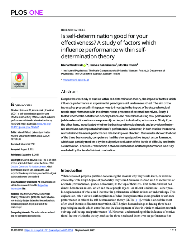 (PDF) Is self-determination good for your effectiveness? A study of ...