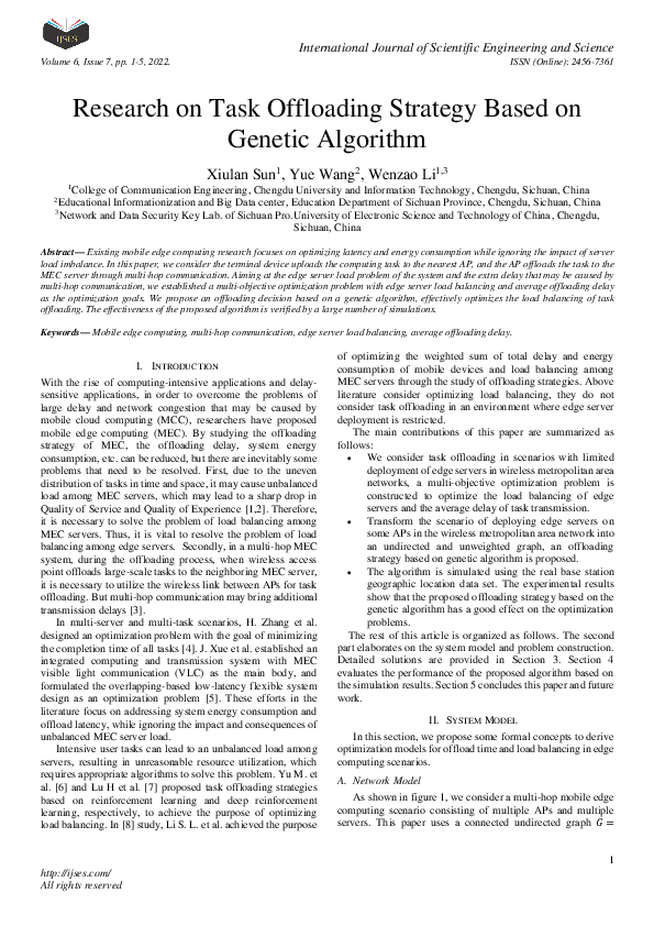 (PDF) Research on Task Offloading Strategy Based on Genetic Algorithm