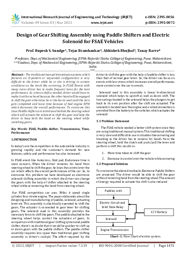 (PDF) Design of Gear Shifting Assembly using Paddle Shifters and ...