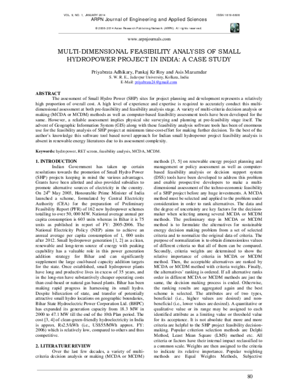 (PDF) Multidimensional feasibility analysis of small hydropower project ...
