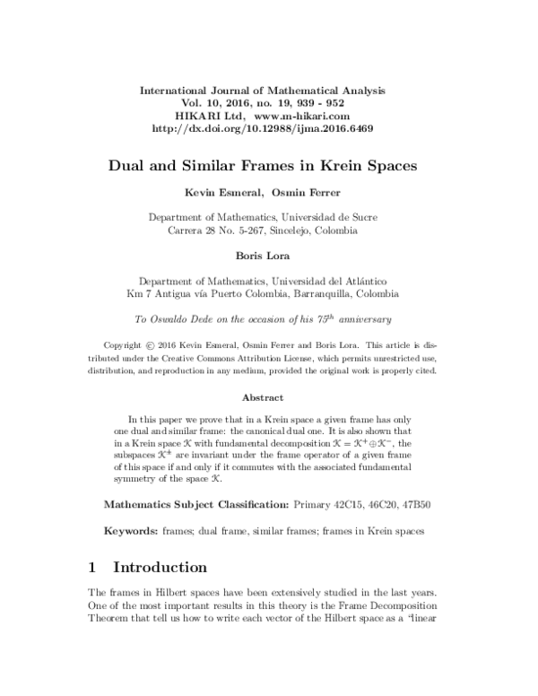 (PDF) Dual and similar frames in Krein spaces