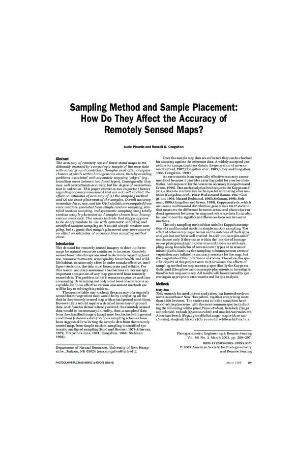 (PDF) Sampling Method and Sample Placement | Russell Congalton ...
