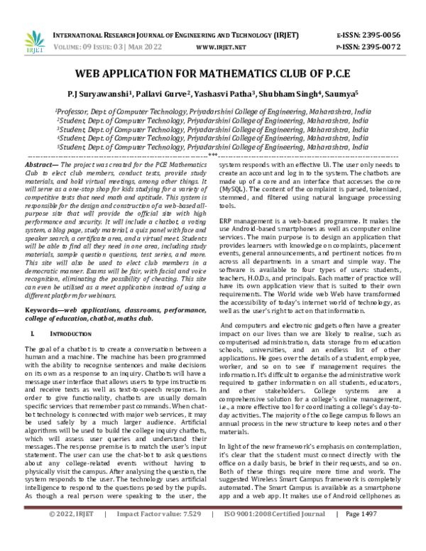 (PDF) INTERNATIONAL RESEARCH JOURNAL OF ENGINEERING AND TECHNOLOGY (IRJET
