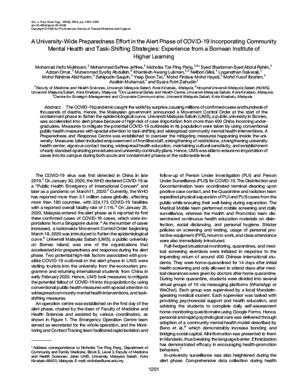 (PDF) A University-Wide Preparedness Effort in the Alert Phase of COVID ...