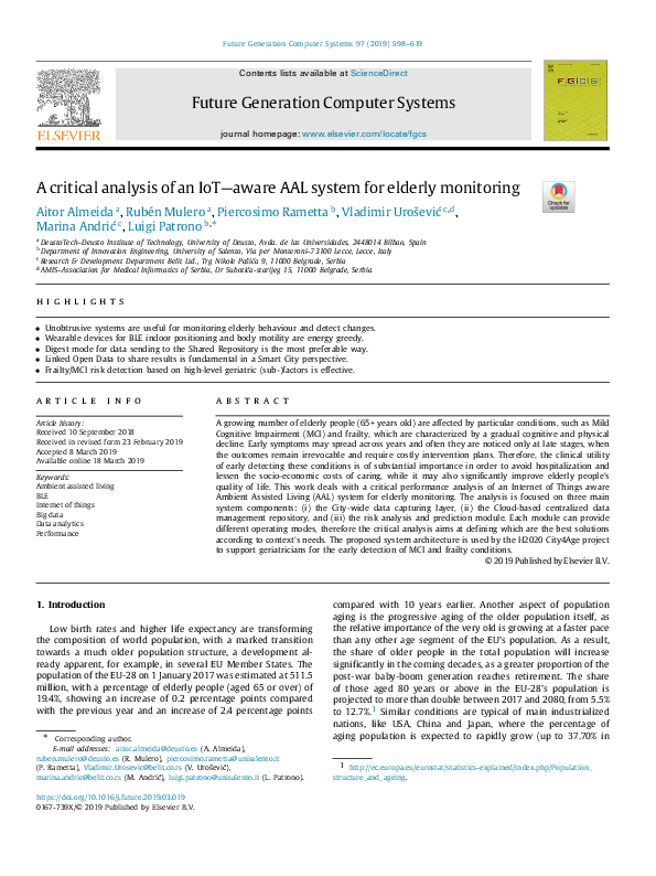 (PDF) A critical analysis of an IoT—aware AAL system for elderly monitoring