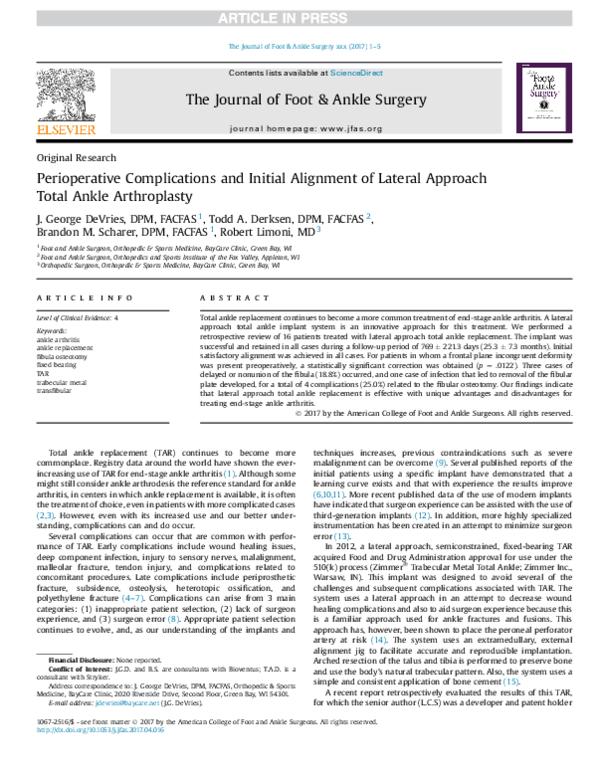(PDF) Perioperative Complications and Initial Alignment of Lateral ...