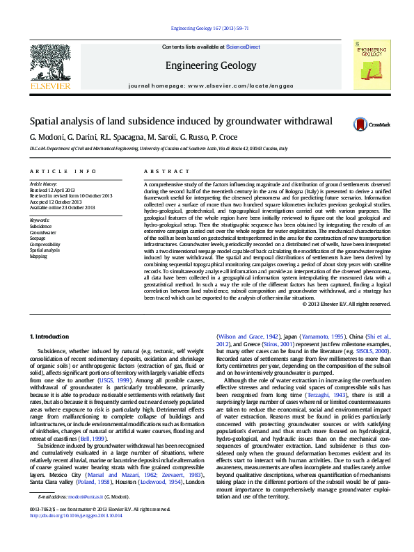(PDF) Spatial analysis of land subsidence induced by groundwater withdrawal