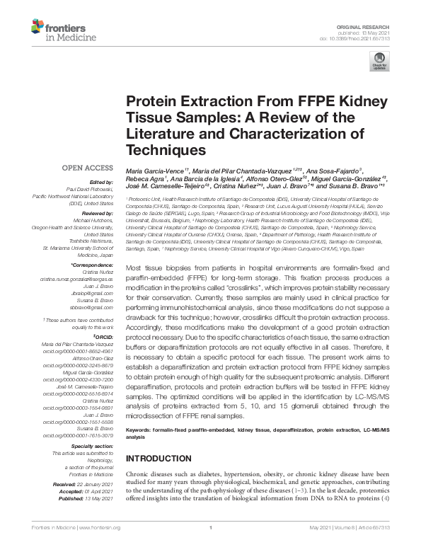 (PDF) Protein Extraction From FFPE Kidney Tissue Samples: A Review of ...