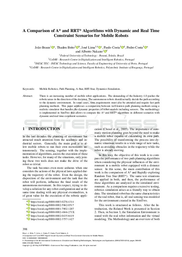 (PDF) A Comparison of A* and RRT* Algorithms with Dynamic and Real Time Constraint Scenarios for ...