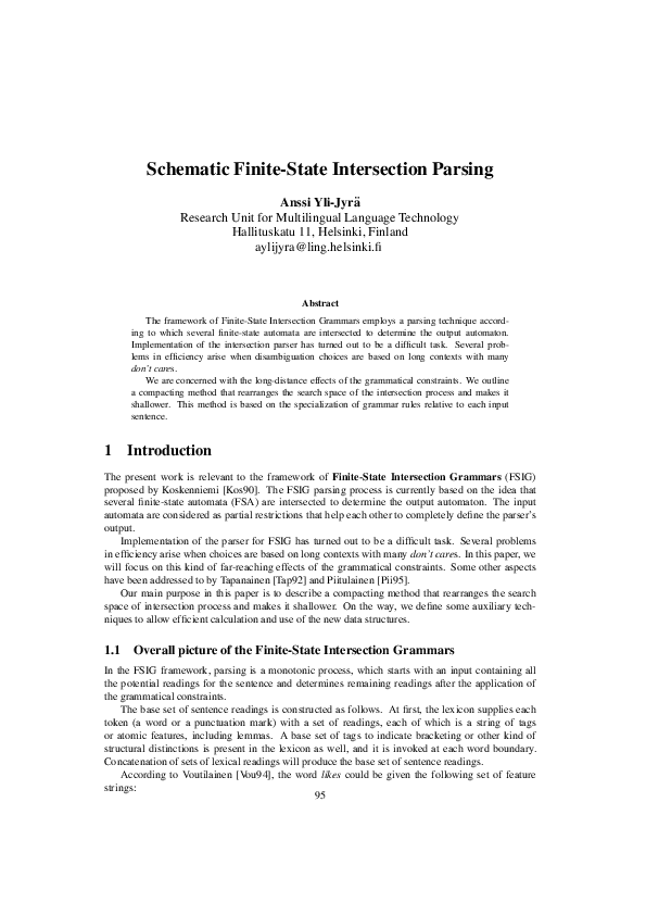 Pdf Schematic Finite State Intersection Parsing Anssi Yli Jyrä 