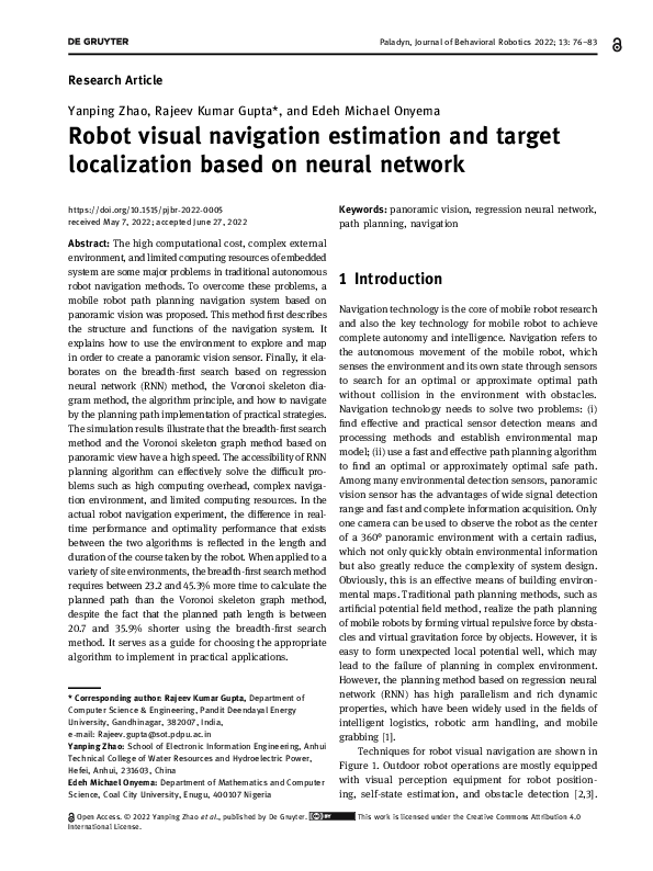 (PDF) Robot Visual Navigation Estimation and Target Localization based on Neural Network