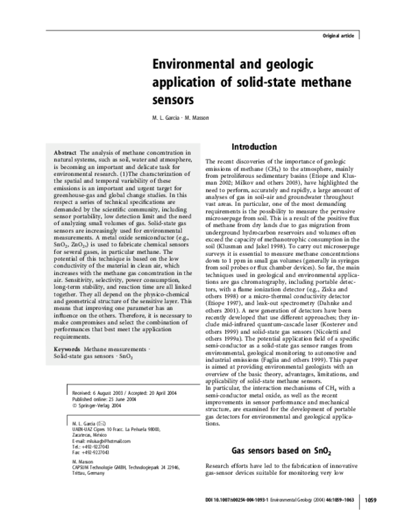 (PDF) Environmental and geologic application of solid-state methane sensors