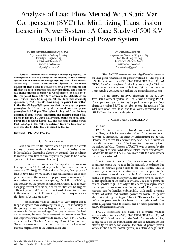 Pdf Analysis Of Load Flow Method With Static Var Compensator Svc
