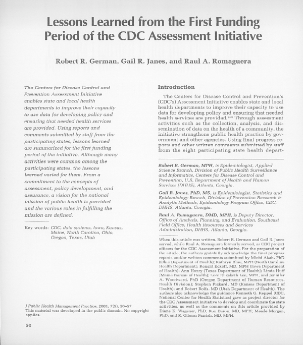 (PDF) Lessons Learned from the First Funding Period of the CDC ...