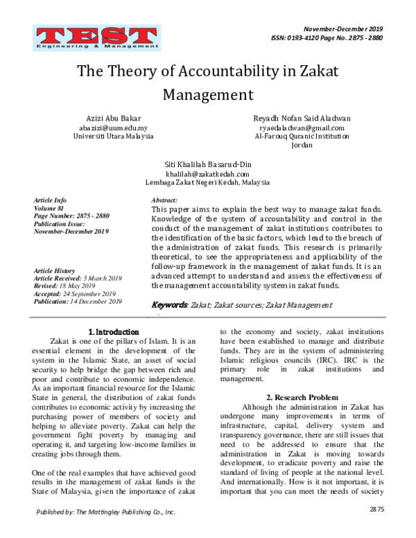 (PDF) The Theory of Accountability in Zakat Management