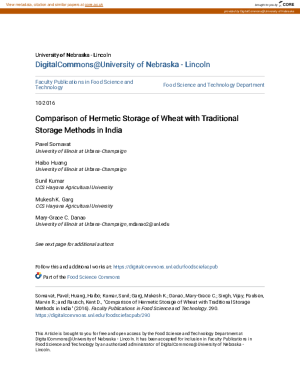 (PDF) Comparison of Hermetic Storage of Wheat with Traditional Storage ...
