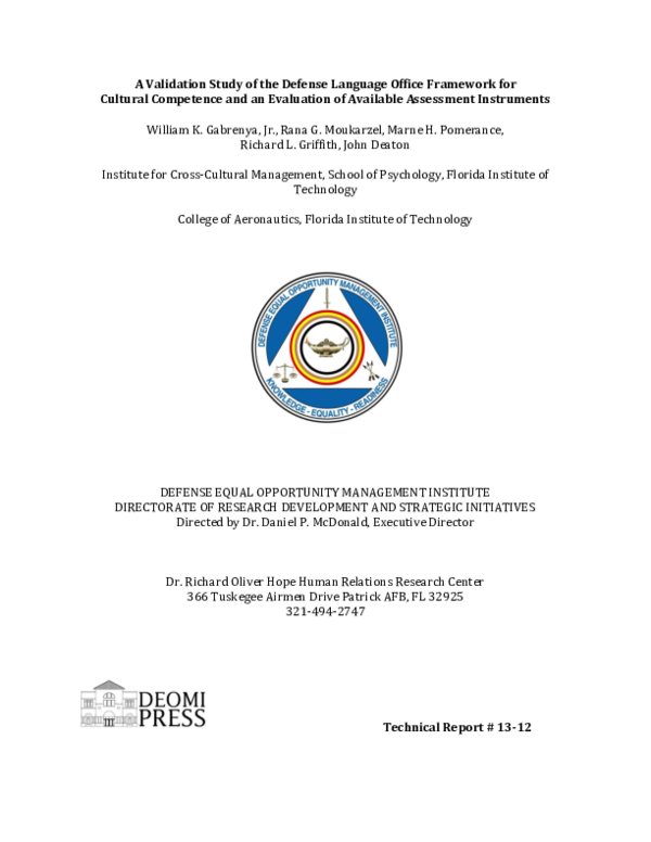 (PDF) A Validation Study of the Defense Language Office Framework for ...