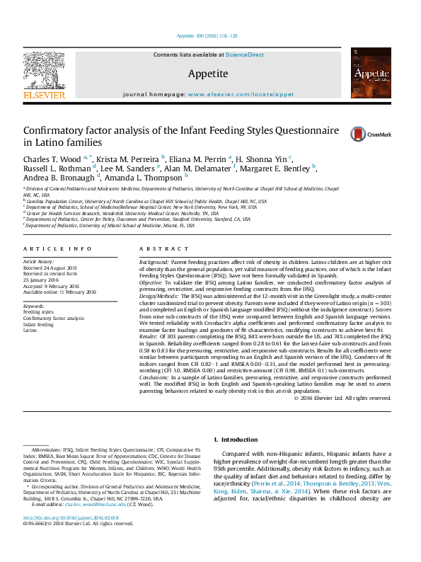 (PDF) Confirmatory factor analysis of the Infant Feeding Styles ...