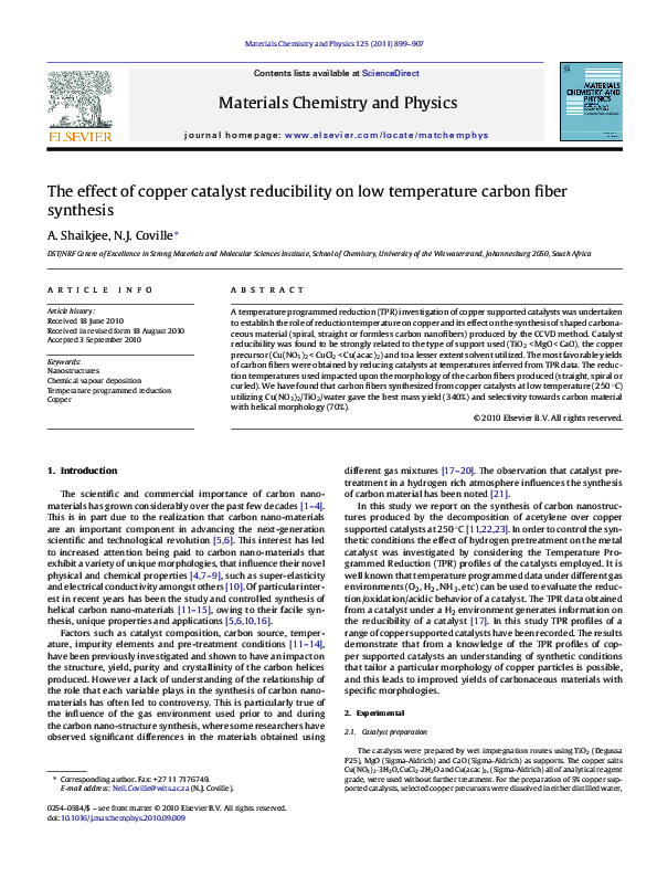 (PDF) The effect of copper catalyst reducibility on low temperature ...