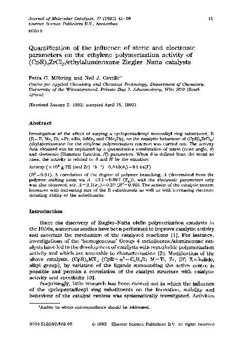 (PDF) Quantification of the influence of steric and electronic ...
