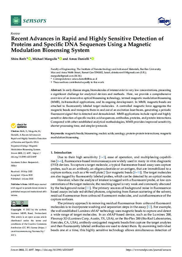 (PDF) Recent Advances in Rapid and Highly Sensitive Detection of Proteins and Specific DNA ...