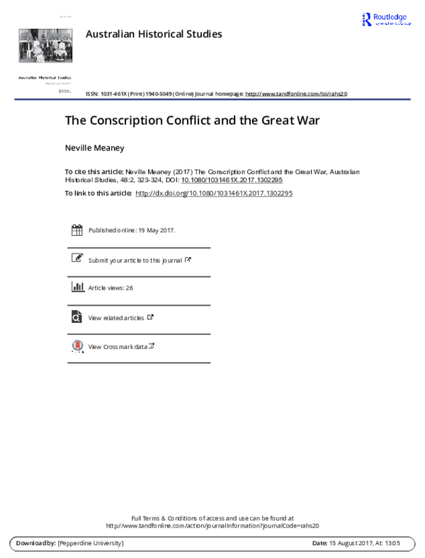 (PDF) The Conscription Conflict and the Great War