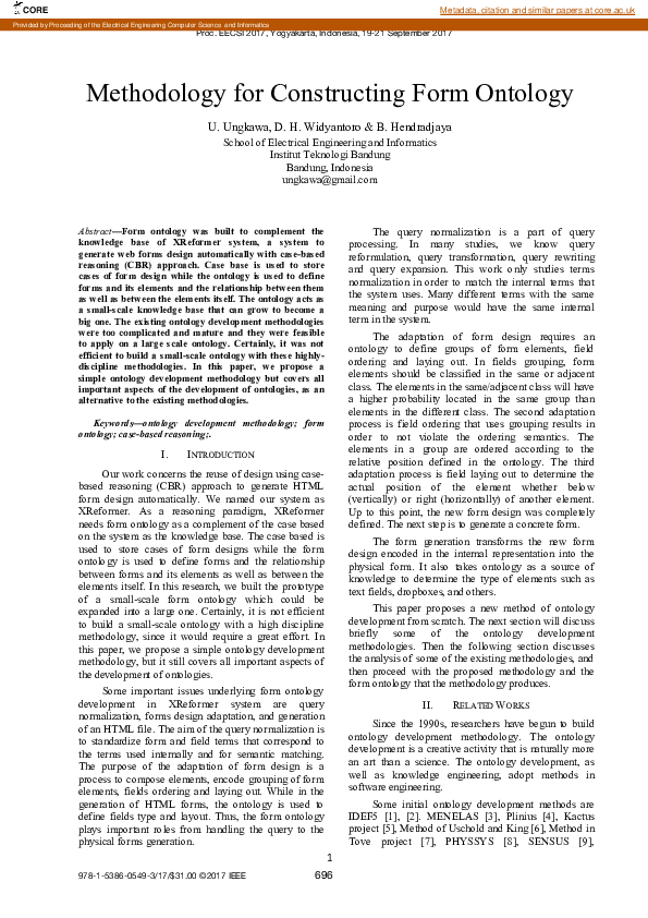 (PDF) Methodology for Constructing Form Ontology