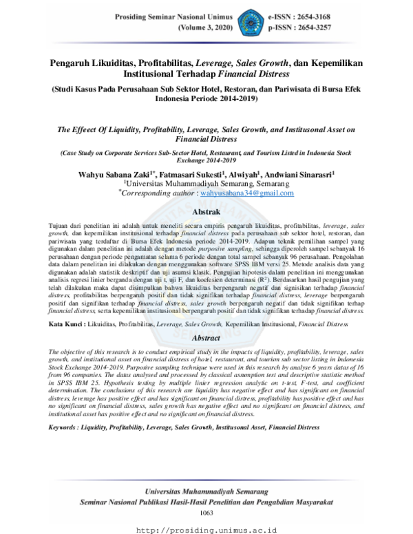 (PDF) Pengaruh Likuiditas, Profitabilitas, Leverage, Sales Growth, dan Kepemilikan Institusional ...