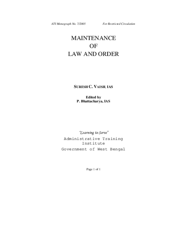 (PDF) Maintenance of Law & order