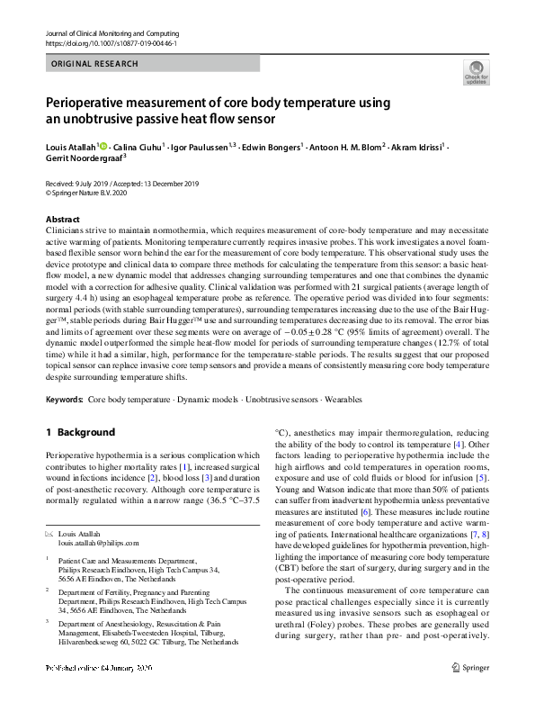 (PDF) Perioperative measurement of core body temperature using an ...